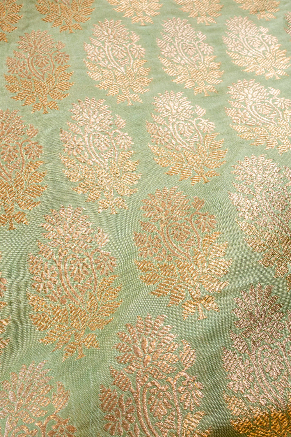 Handwoven mint green silk boota fabric – GULATI EDITIONS