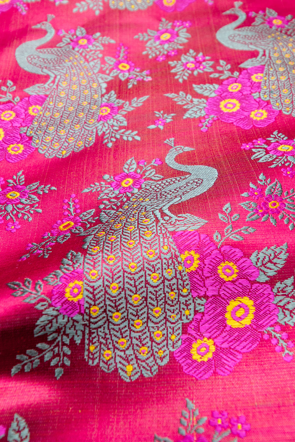 HANDWOVEN PINK PEACOCK TANCHOI FABRIC – GULATI EDITIONS